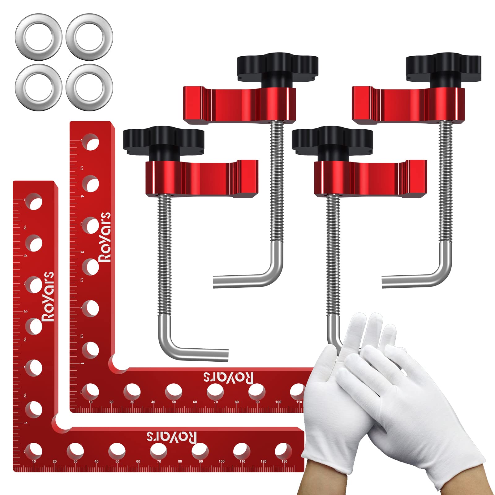 Royars Update 90 Degree Positioning Squares Right Angle Clamps for Woodworking,2 Packļ¼5.5"*5.5"ļ¼Aluminium Alloy Corner Clamp Woodworking Carpenter Clamping Tool for Picture Frame Box Cabinets Drawers