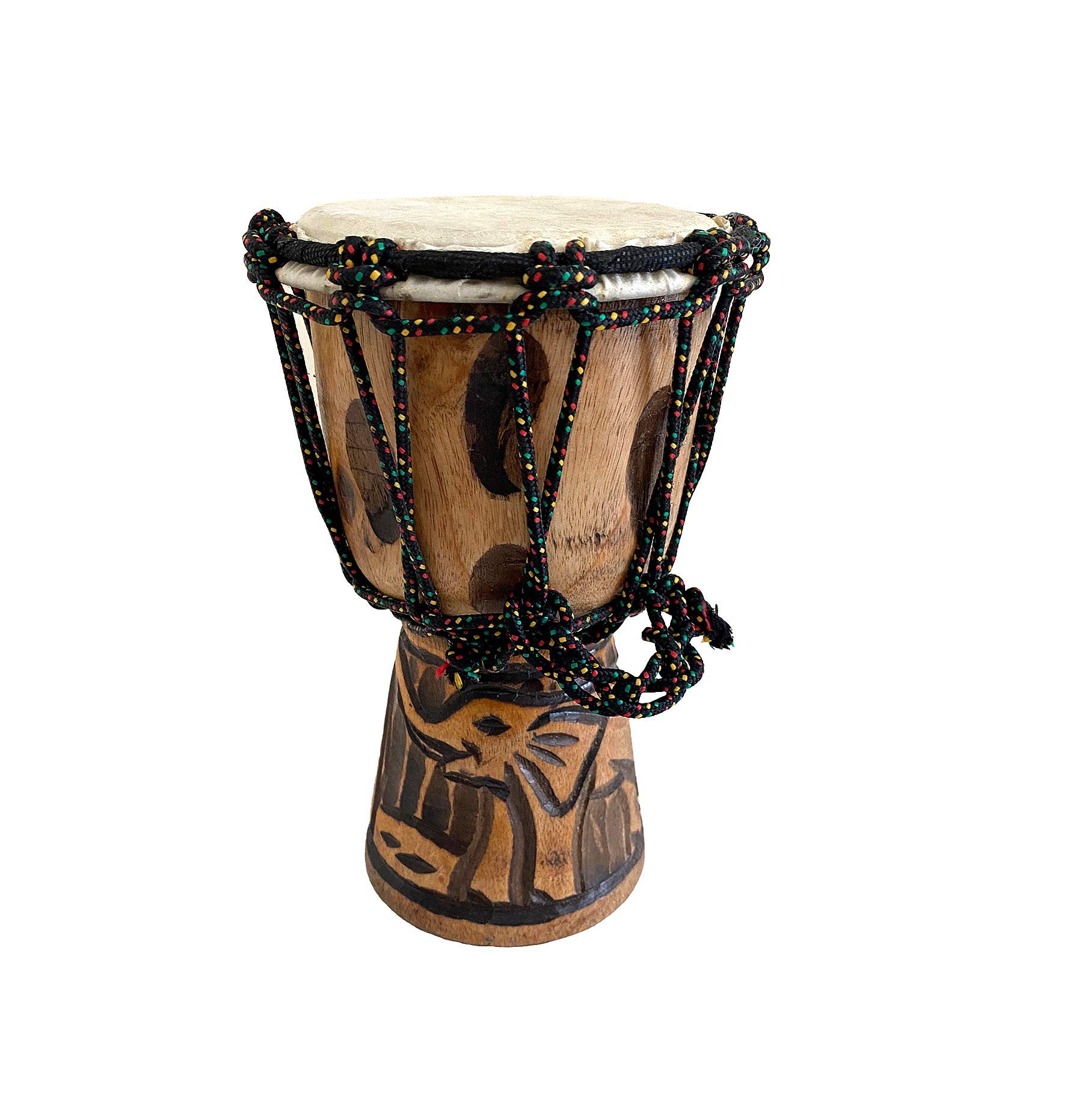 JIVE Djembe Drum African Bongo Congo Swimming Dolphin Hand Drum Deep Carved Goat Skin Mahogany Wood - Small Size 7.5" High - NOT MADE IN CHINA