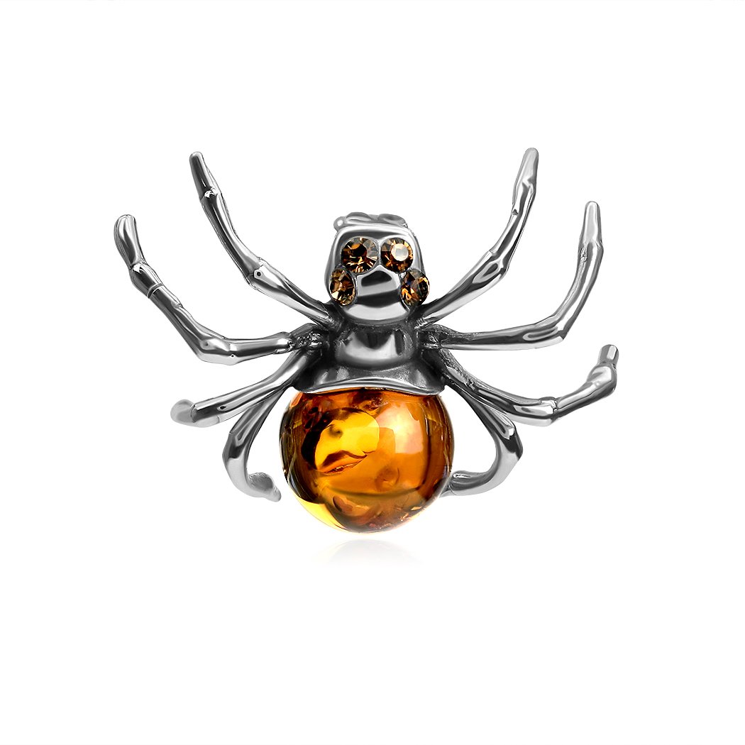 Ian and Valeri Co. Amber Sterling Silver Spider Pendant