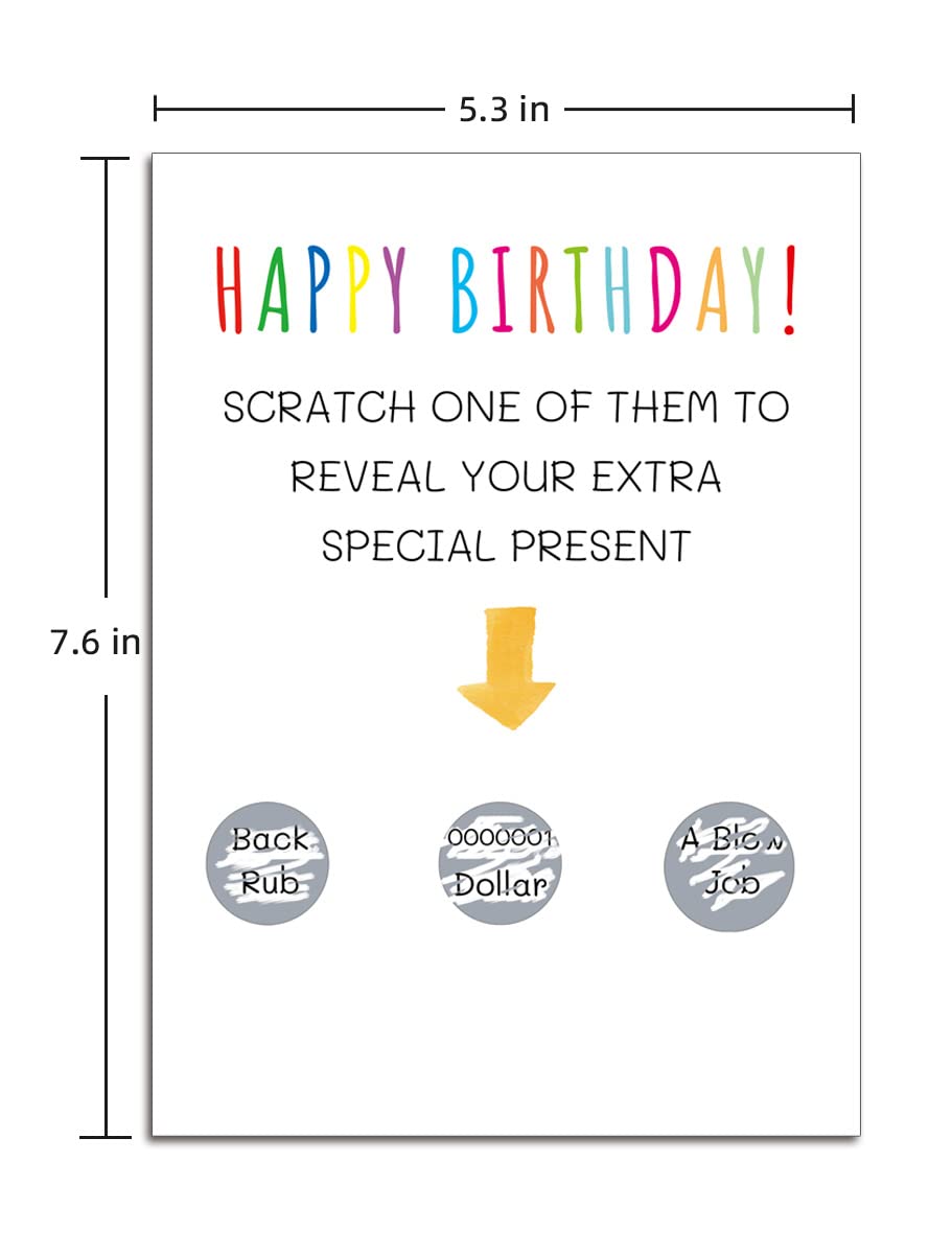 Ikassong Funny Scratch off Birthday Card for Him Men Boyfriend Husband Lover 5.3 x 7.6 with 2 Envelopes