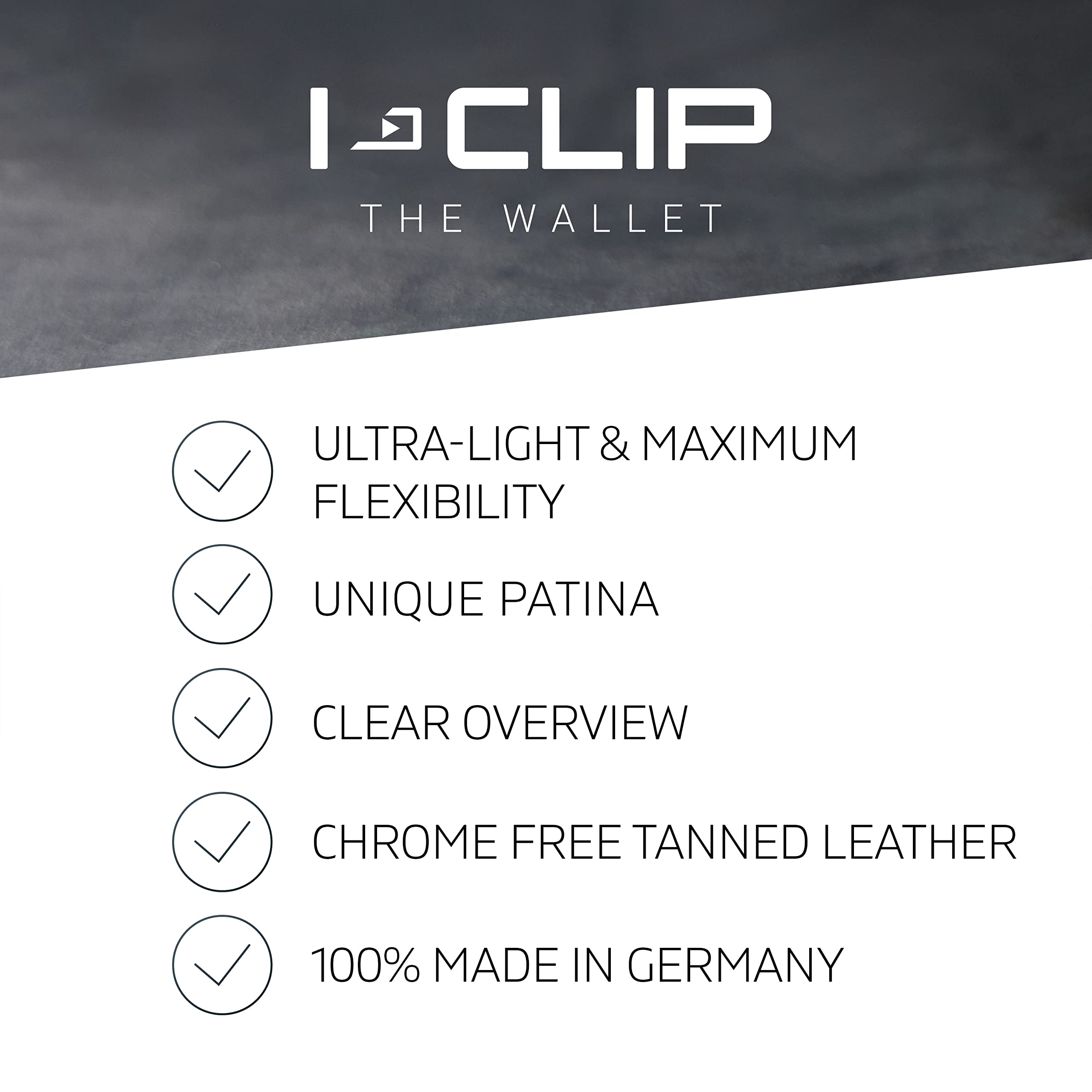 I-CLIP Original Mini Wallet with Moneyclip - Slim Wallet - Leather Wallet - Premium Wallet - Cardholder- AdvantageR Silver Black