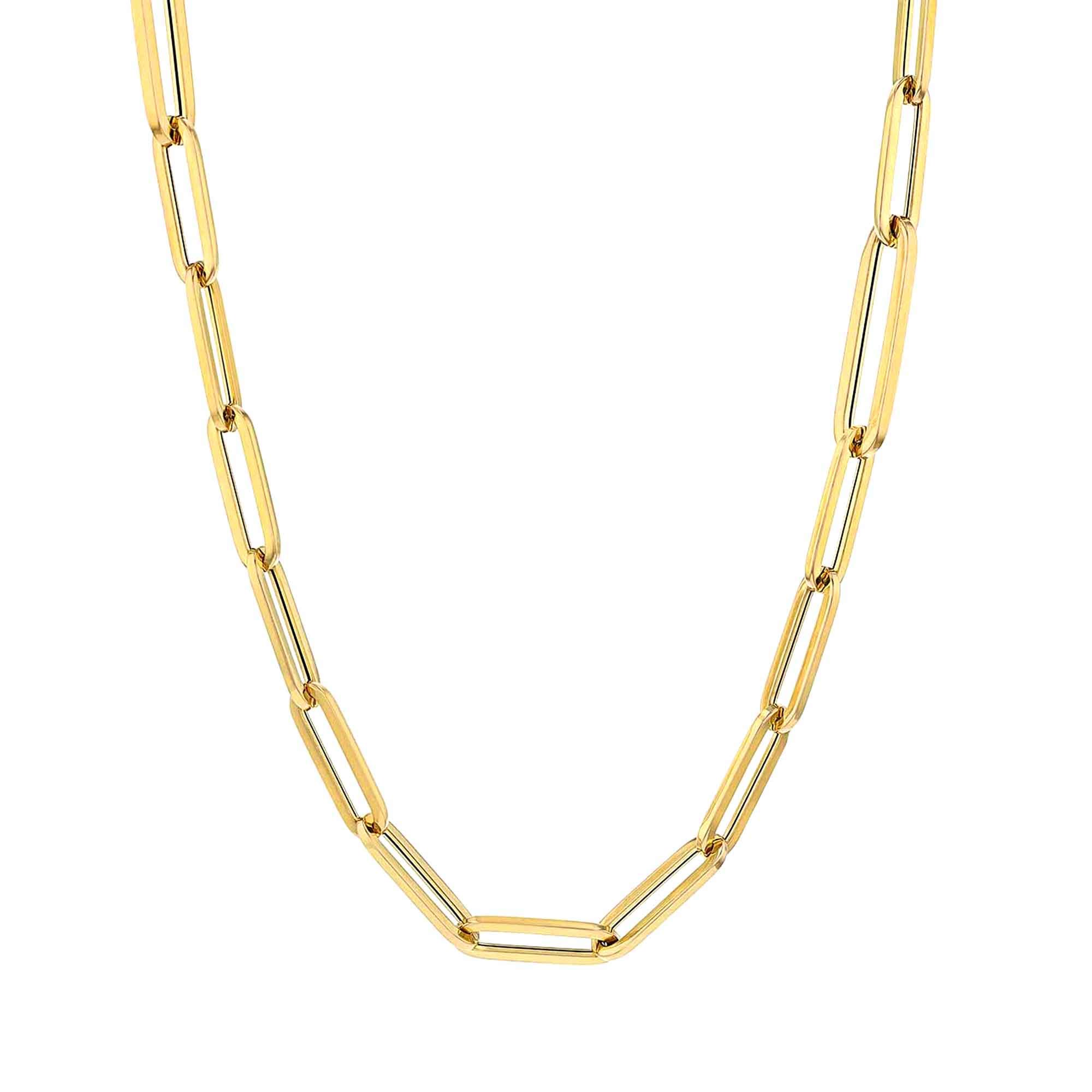 Jewelry Affairs 14k Yellow Real Gold Paperclip Chain Necklace, 3mm (18.0 Inches)
