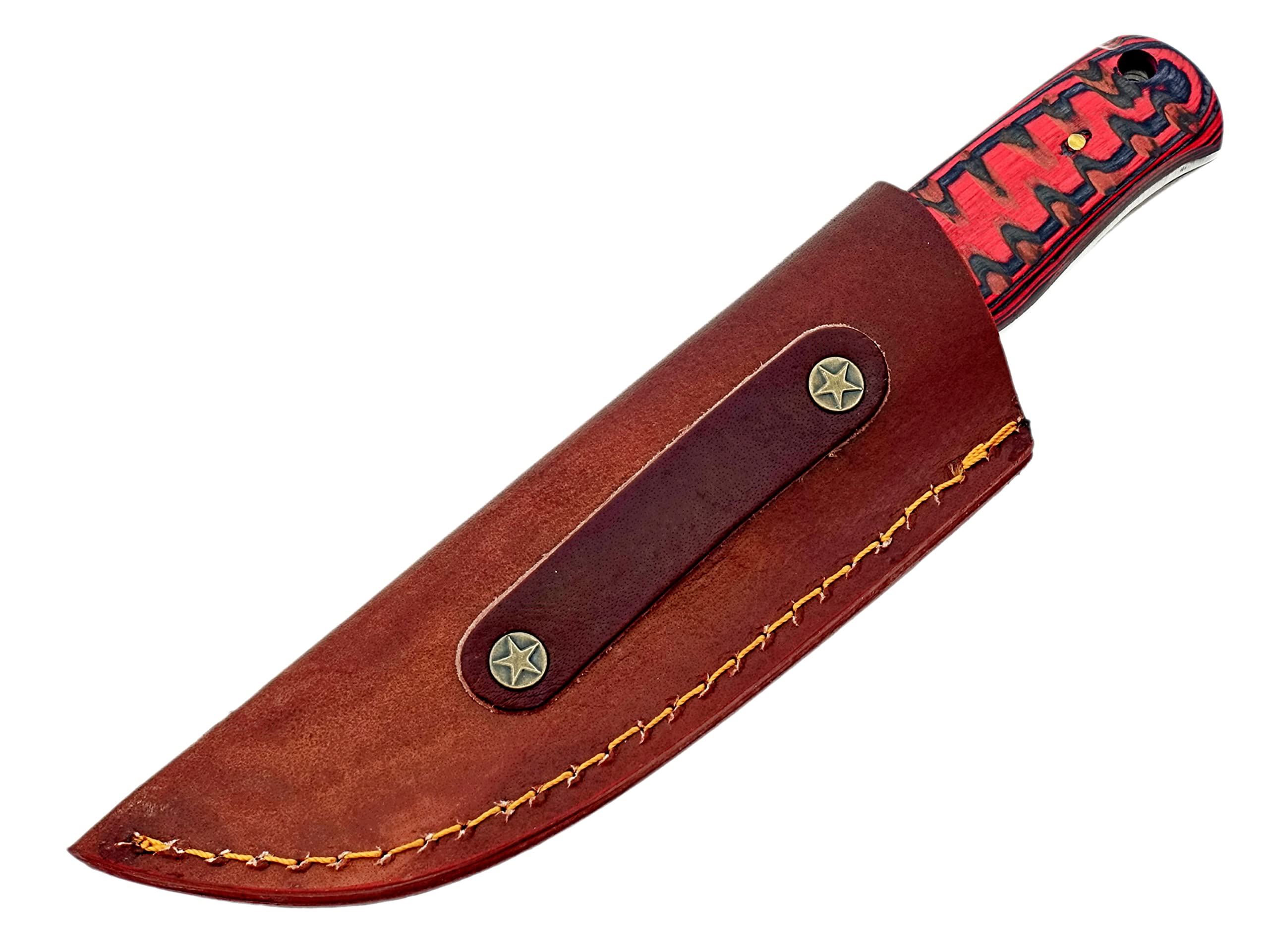 ONEHOPE BLADES Handmade Damascus Steel Skinner With Leather Sheath, 8 inches Fixed Blade Survival Hand Forged Hunting Camping & Skinning Knife
