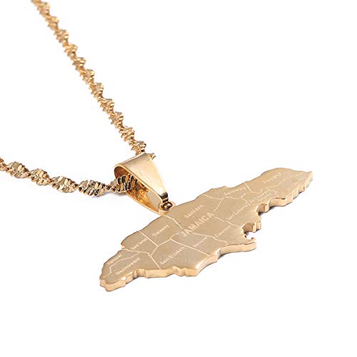 Jamaica womens Pendant Necklaces Jewellery Gold Color Jewelry Jamaican Flag Jewelry (Gold)