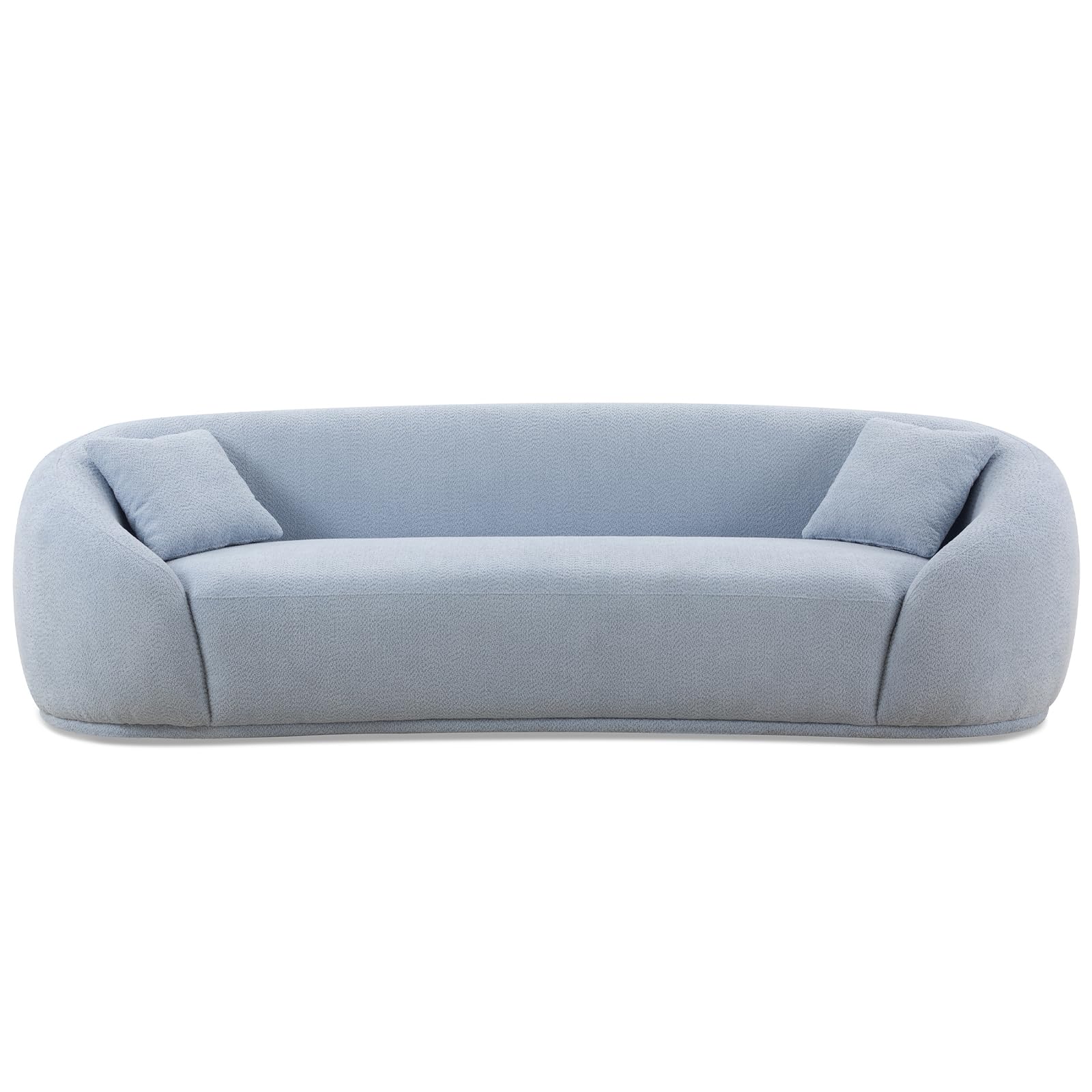 YOPENG 103.5" Curved Sofa Cloud Couch,Minimalist Luxury Boucle Fabric Deep Seat Sofa,Unique Comfy 4 Seater Curved Sofas for Living Room,Bedroom,Apartment,Small Space,2 Pillows,Camel