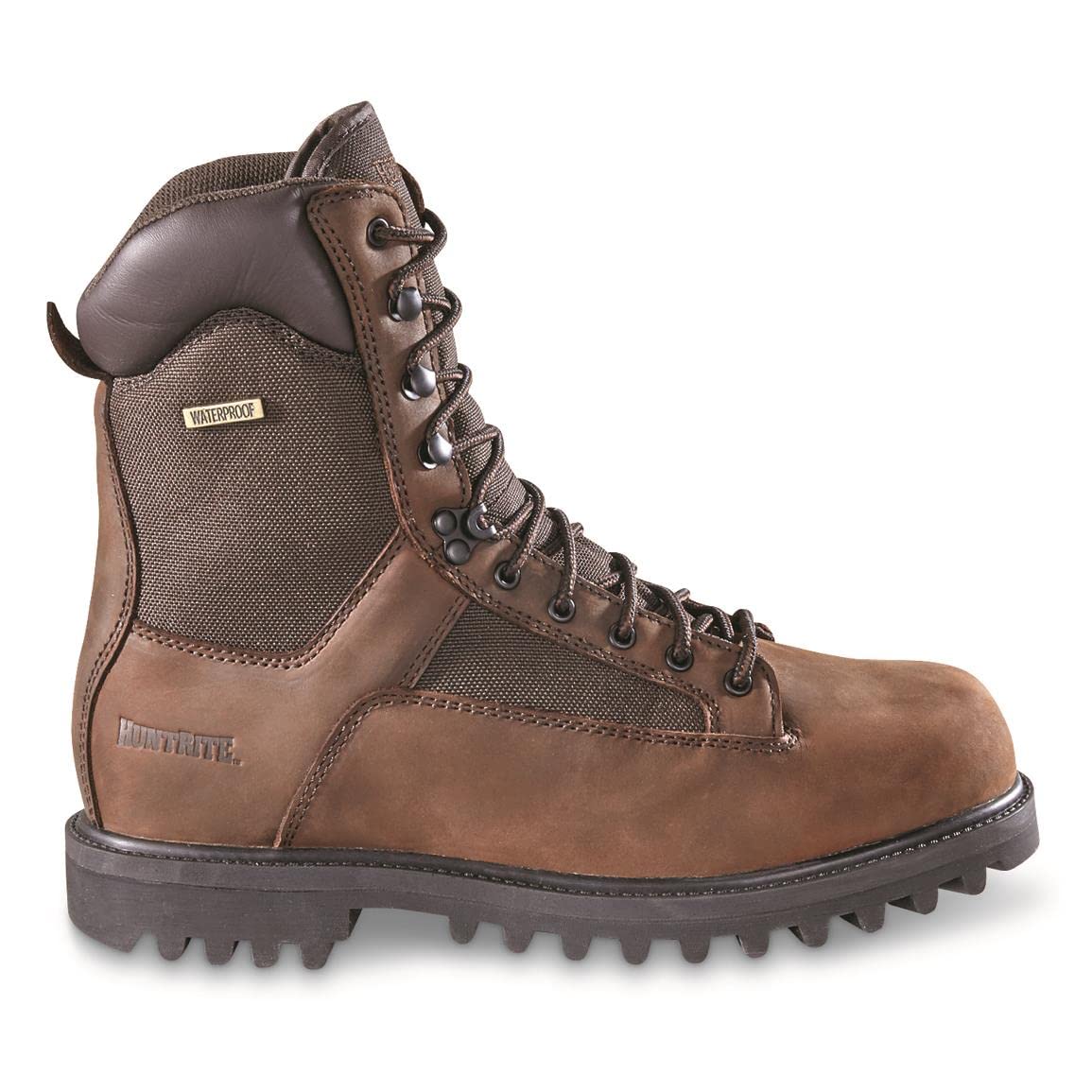 HUNTRITE Men's Insulated Waterproof Hunting Boots Non-Slip Shoes, 800-gram Brown 10.5D (Medium)