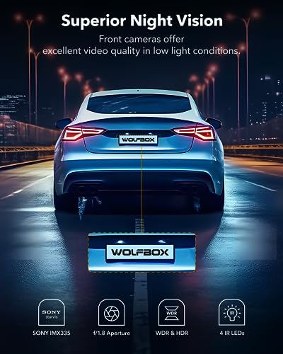 WOLFBOX i17 Dash Cam Front Inside, 4K+2.5K 5G WiFi Dual Dash Camera with 64GB Card, 2160P UHD 3" LCD Car Camera for Cars with Super IR Night Vision, Smart Parking Monitor, GPS, Loop Recording