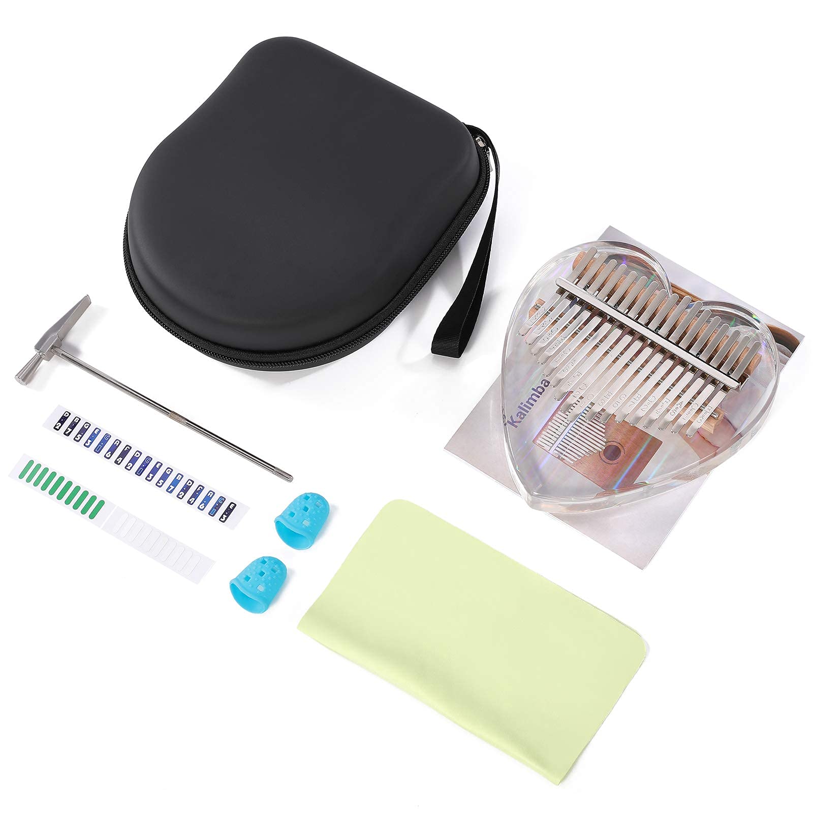 Kalimba Thumb Piano 17 Keys Musical Instruments, Mbira Finger Piano Gifts with Tune Hammer and Study Instruction for Kids and Adults Beginners