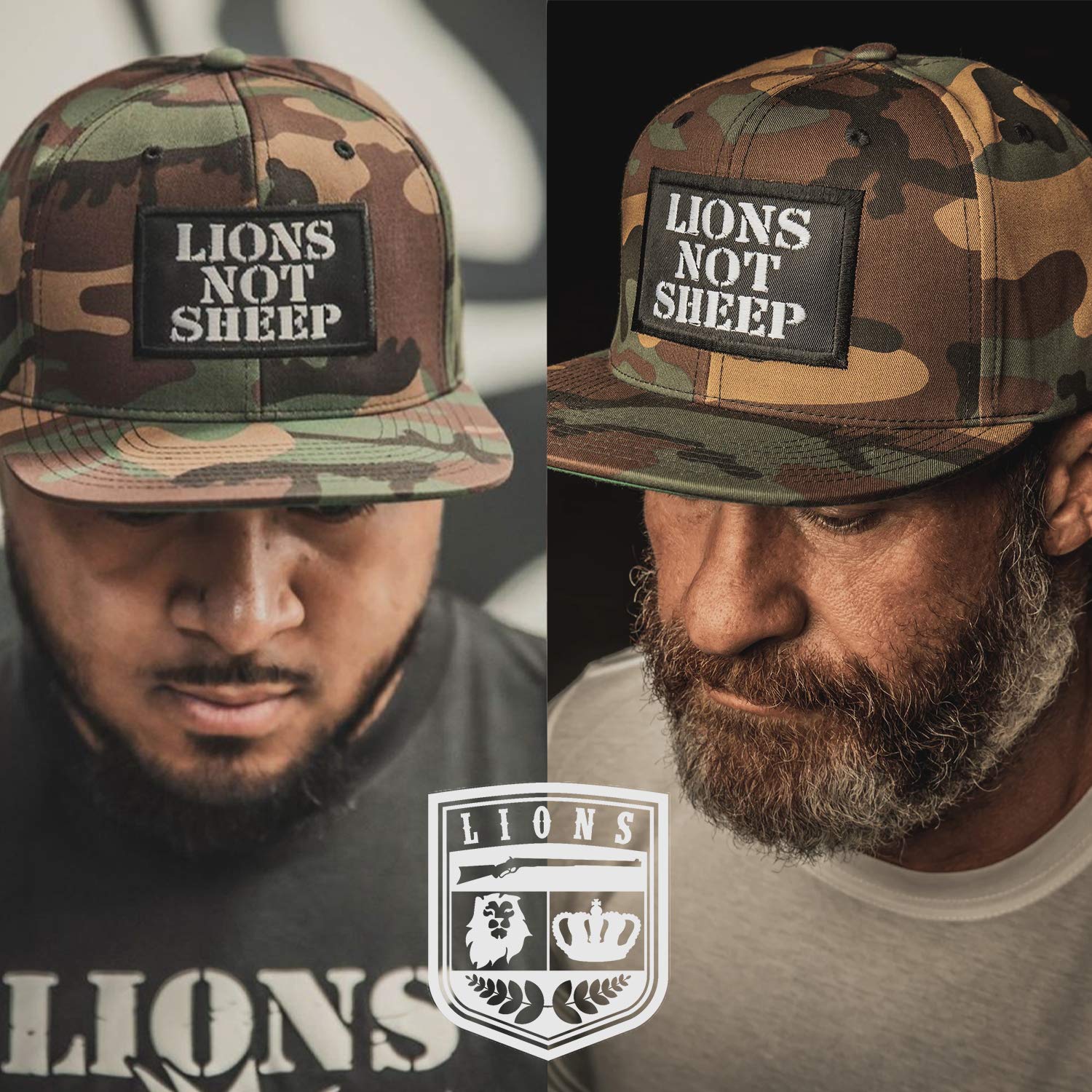 Lions Not Sheep Hat Black - Adjustable Trucker Hats with Snapback - Fabric Back Black Baseball Cap - 5 Panel Trucker Cap - Trucker Hats for Men and Women - Fabric Trucker Hat for Hiking