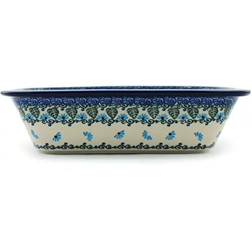 Polish Pottery Rectangular Baker 10-inch Forget Me Not made by Ceramika Artystyczna