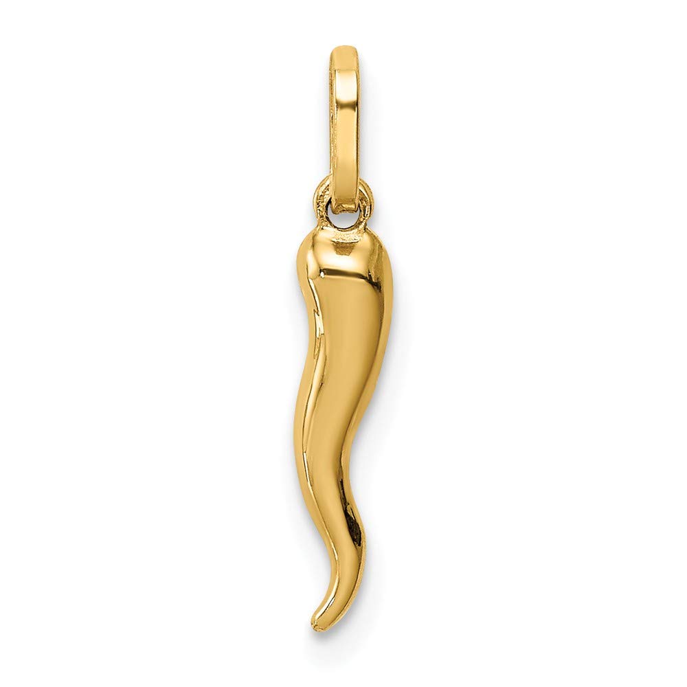 Jewelry Pilot 14K Yellow Gold Polished Small Italian Horn Charm Pendant
