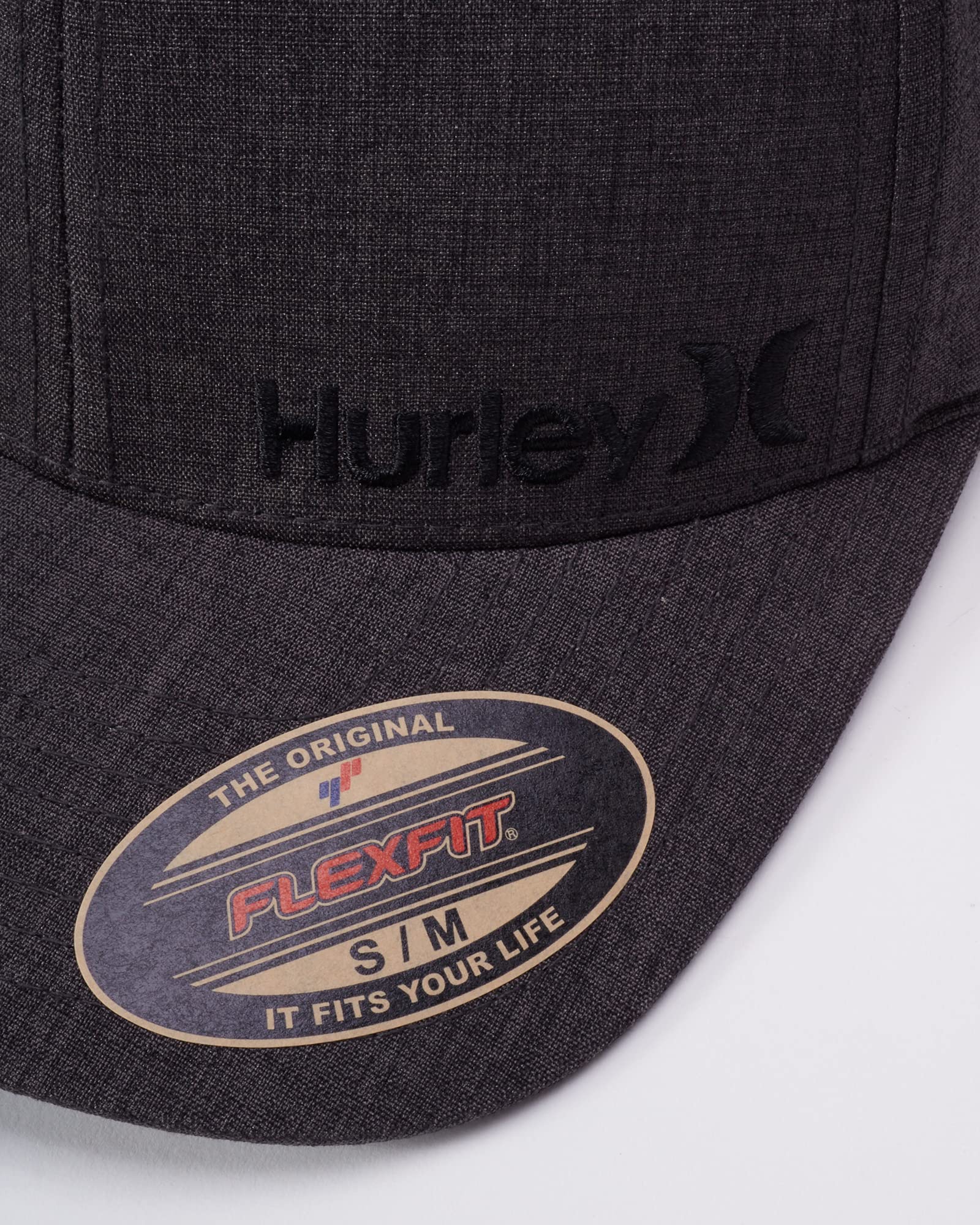 Hurley Men's Caps - Flexfit Curve Bill Baseball Cap - Summer Hats for Men (S-XL), Size Large-X-Large, Grey Black