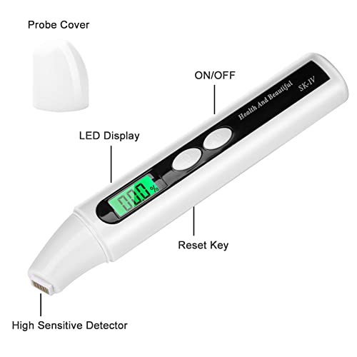 Skin Moisture Analyzer Portable, 0~99.9% Skin Moisture Detector Digital LCD Skin Face Moisture Oil Analyzer Monitor Tester Detector