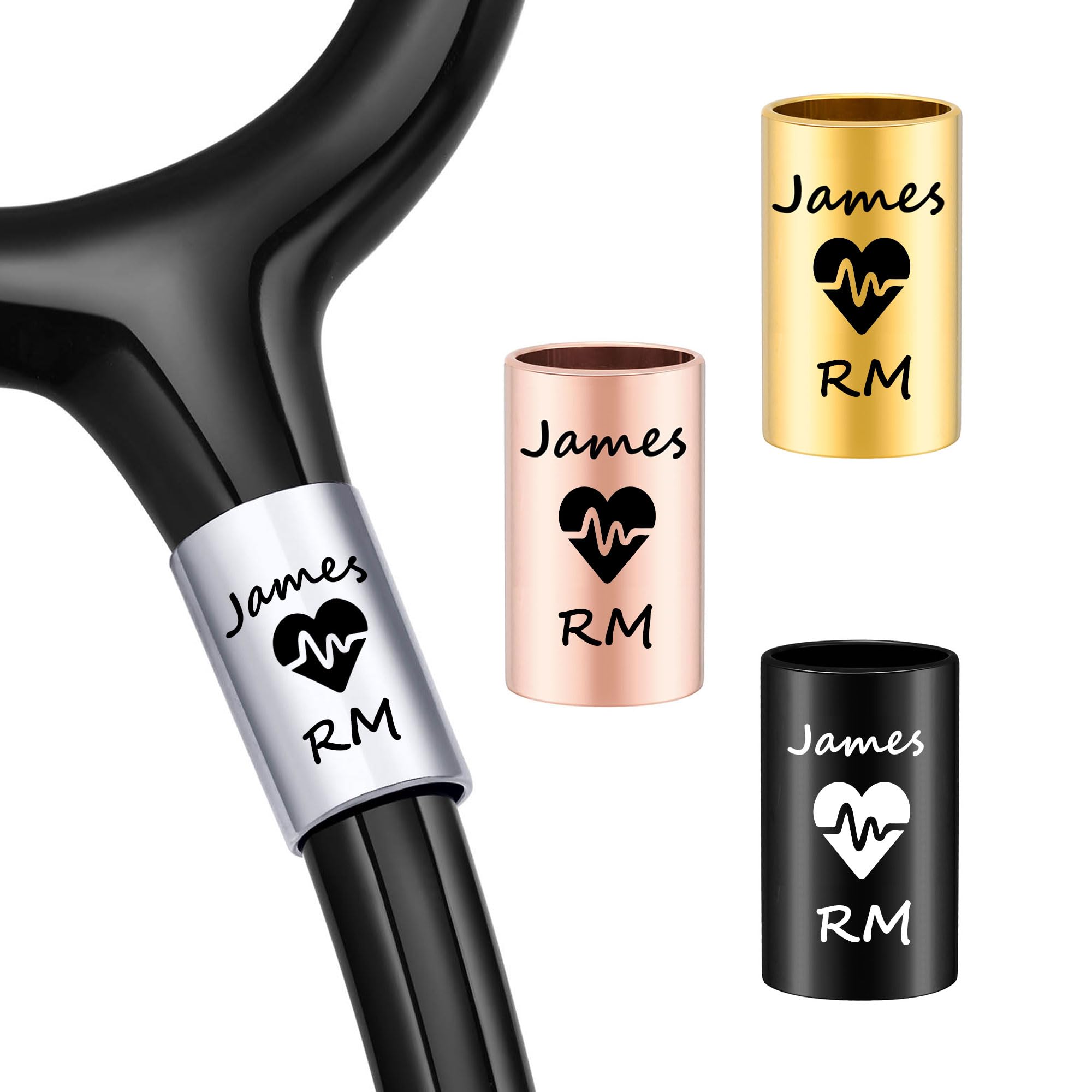 VNOX Stethoscope Name Tag Charms Personalized for Nurse Custom Stethoscope Accessories Stainless Steel Engraved Stethoscope ID Tag Label Classic Medical Graduation Gifts for Nurses Doctor Vet Student
