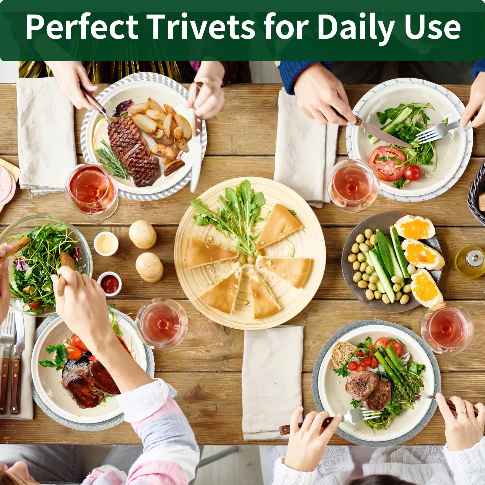 Trivets for Hot Dishes, 7 Inch Trivets for Hot Pots and Pans, 4 Pack Hot Pots and Pans Pad, Pot Holders for Cooking and Baking, Potholders Set Kitchen Essentials for New Home