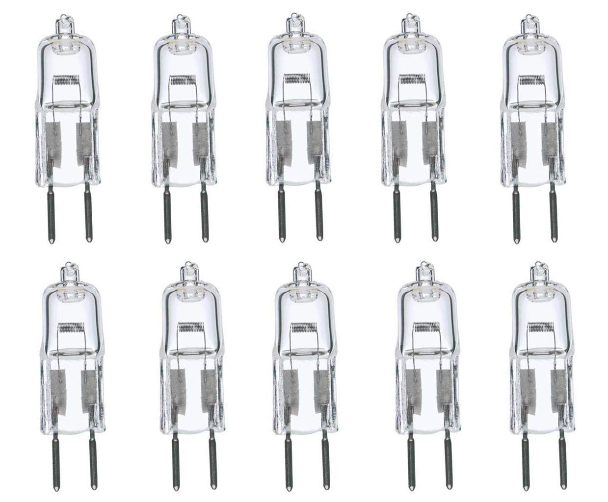 JKLcom G5.3 Halogen Bulbs 20 Watt G5.3 12V 20W Halogen Bulbs JC Bi-Pin Base Light 20 Watt 12 Volt Halogen Light Lamps,Low Voltage 12V,Clear Glass Lens,Warm White 2700K,10 Pack
