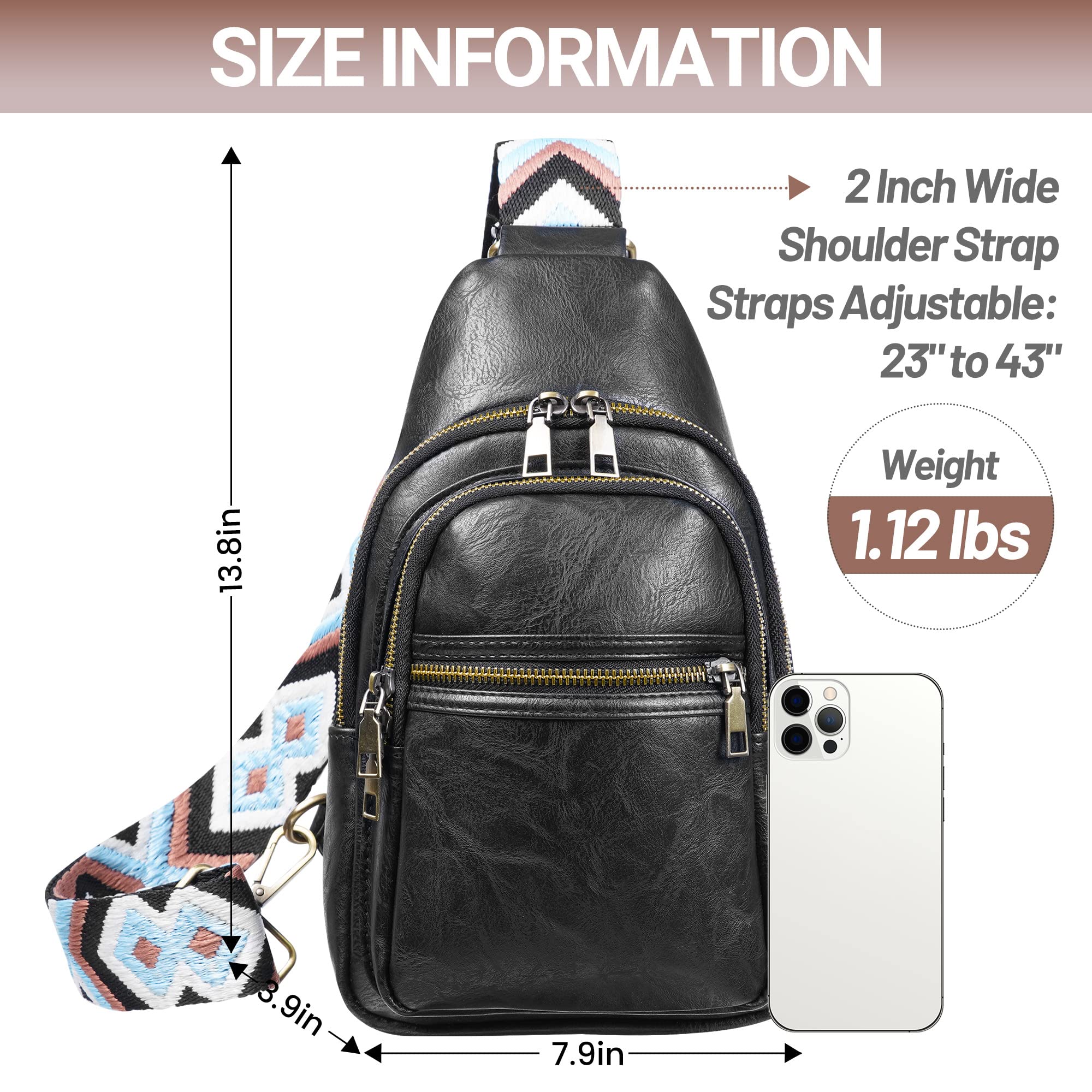 KFXFENQ PU Leather Sling Bag Small Crossbody Backpack Multipurpose Chest Bag for Women Cycling (Green)