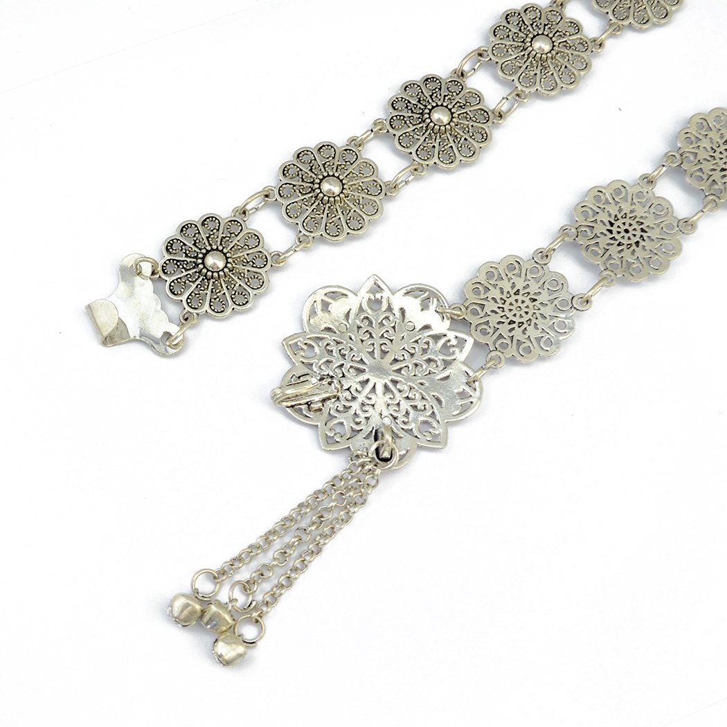 Idealway Bohemian Vintage Body Chain Silver Sun Flower Belt Chain Women Jewelry (1)