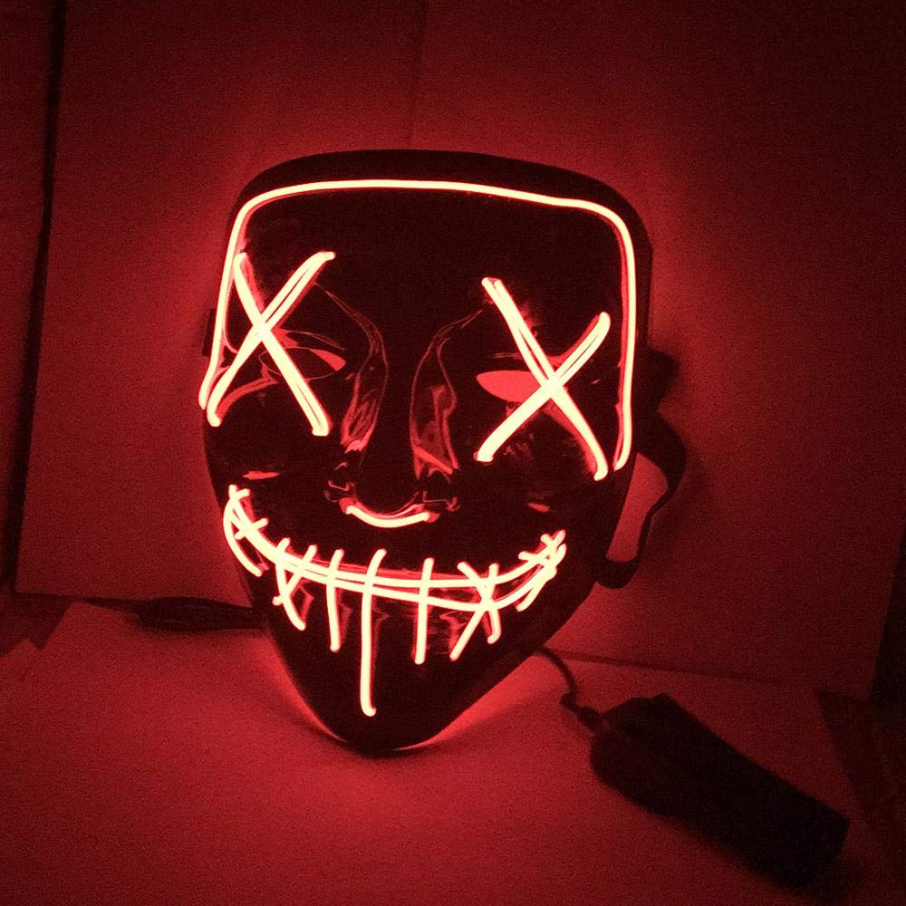 LED Light Up Purge Mask for Halloween, Festival, Party (9 Colors) (Yellow)