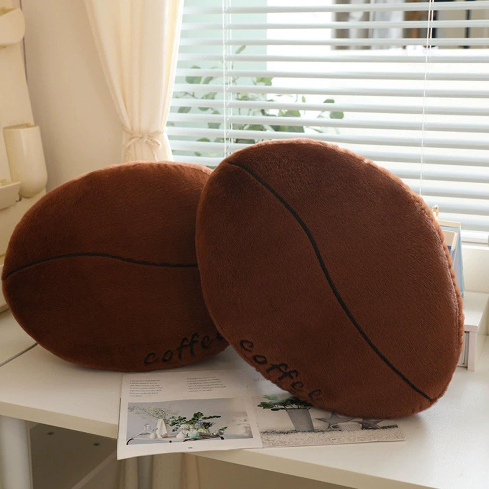 TZMAPU Coffee Bean Plush Pillow, Cute Stuffed Coffee Bean Sofa Cushion, Fruits Doll Toy, Cozy Pillow for Sofa, Office, Cushion, Lounge, Gifts for Kids and Adults(Coffee Color,20inch)