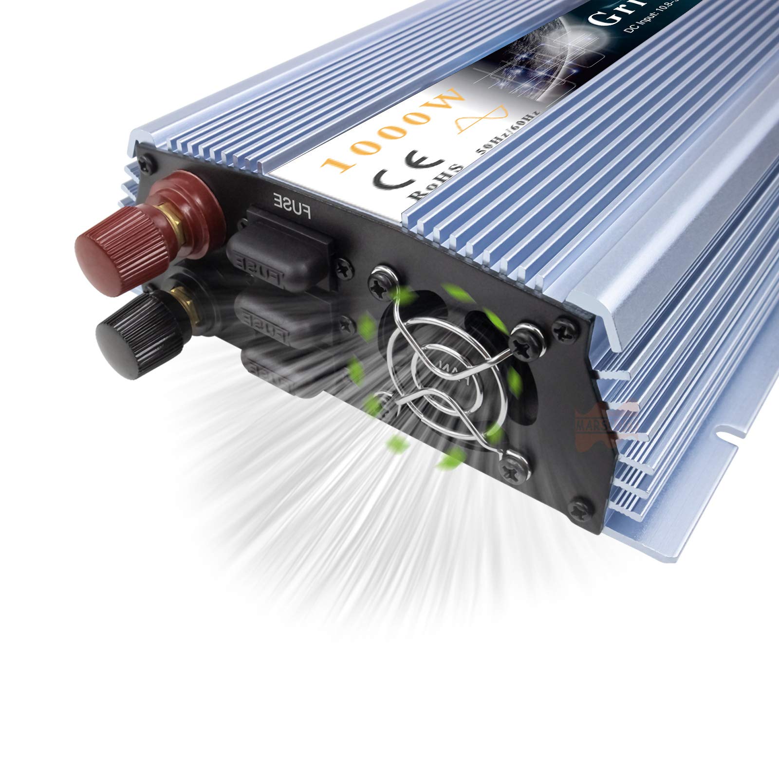Marsrock 1000W Grid Tie Solar Inverter, 20-50V DC to AC 120V Pure Sine Wave Inverter for 1000-1200W 24V, 30V, 36V PV Module(AC120V Blue)