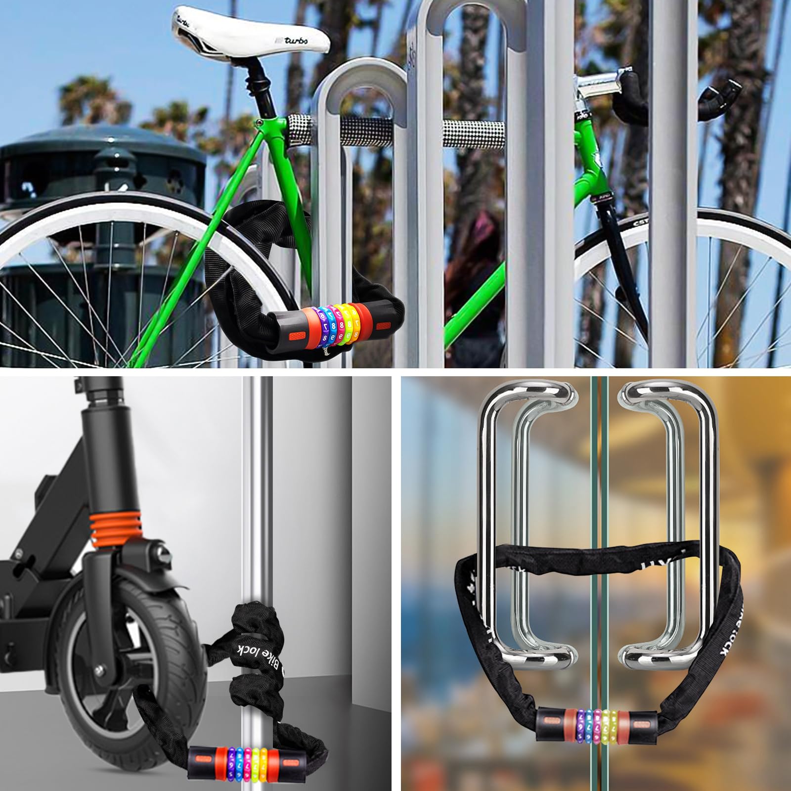 Hydsto Rainbow Bike Lock Combination - 5-Digit Resettable Scooter Lock - 3.2 FT Heavy-Duty Anti-Theft Lock for Bicycle, Motorcycle, Electric Scooter, Gate, Fence