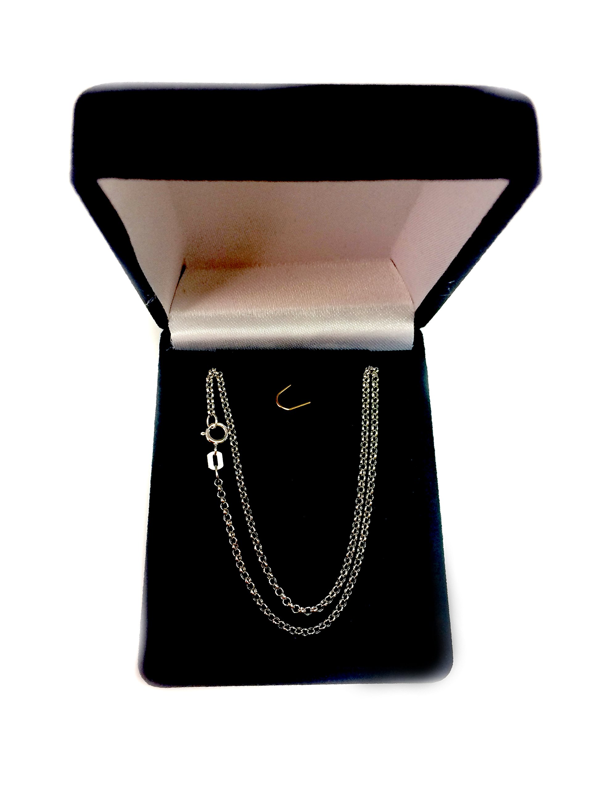 Jewelry Affairs 10k White Real Gold Round Rolo Link Chain Necklace, 1.9mm, 20"