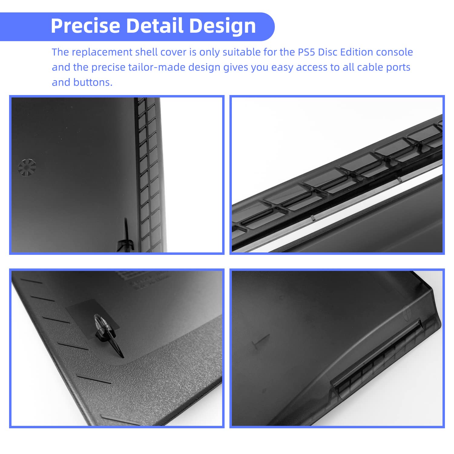 Mytrix 2 in 1 Translucent Black Faceplates for PS5 Disc Edition + RGB LED Light Strips Kit, Anti-Scratch Shockproof Plates Cover ABS Hard Replacement Shell for Playstation 5