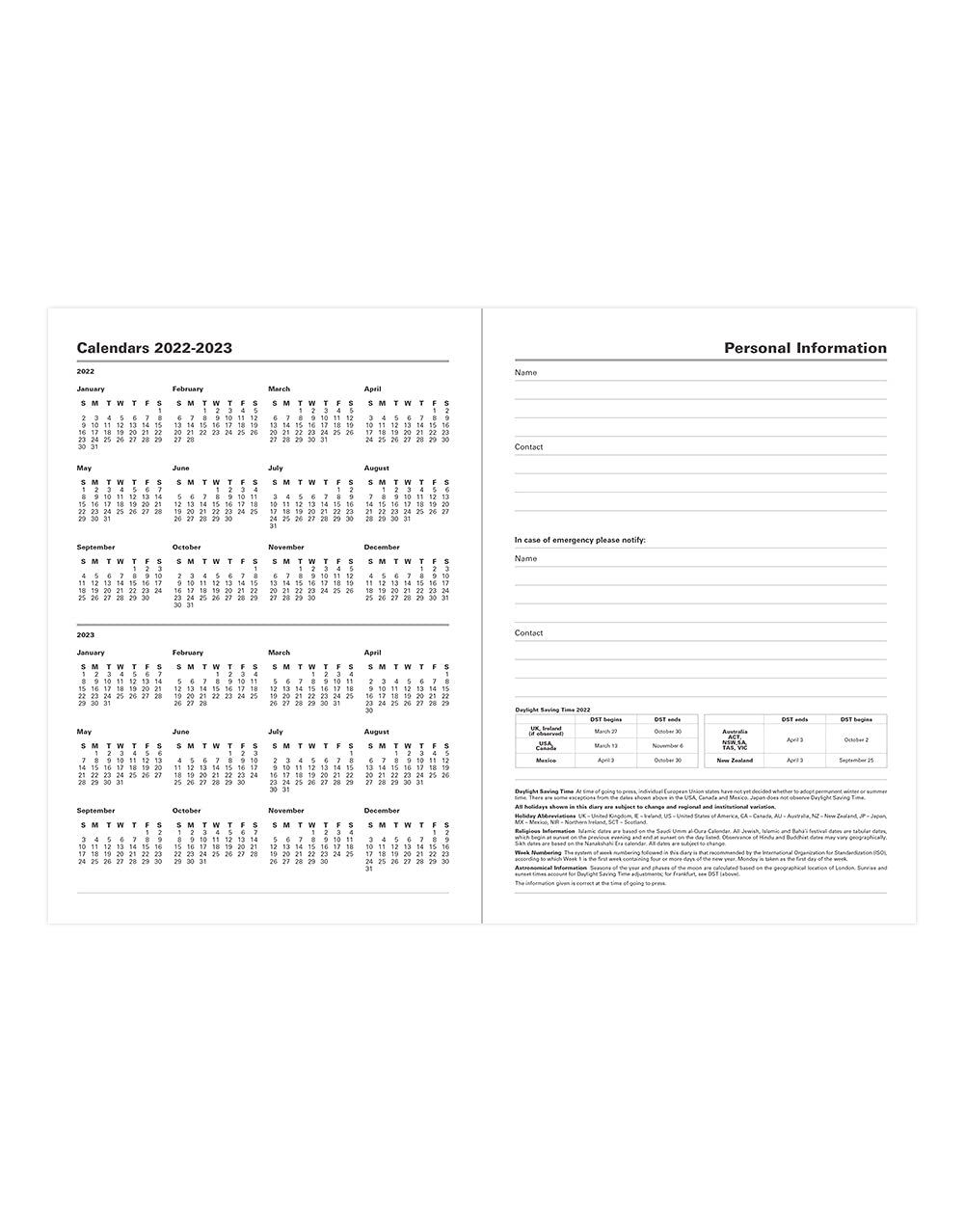 Letts of London Classic A5 vertical week to view with appointments 2022 diary - black (22-C32XBK)