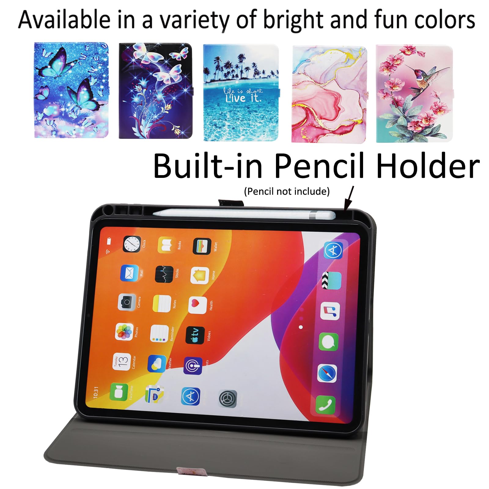 iPad 10th Generation Case 2022 iPad 10.9 Inch Tablet Cover, Viclowlpfe Slim Fit Lightweight Leather Smart Case with Auto Wake/Sleep for iPad 10th Gen 2022, Blue Butterfly