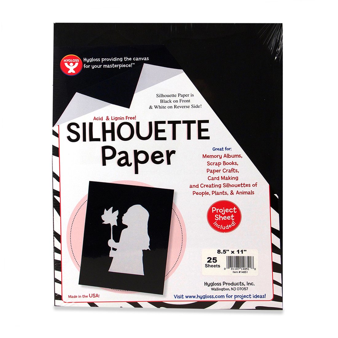 Hygloss Products Black Silhouette Paper β Tracing Portrait Drawing Crafts Paper - 8-1/2 x 11 Inch, 25 Sheets