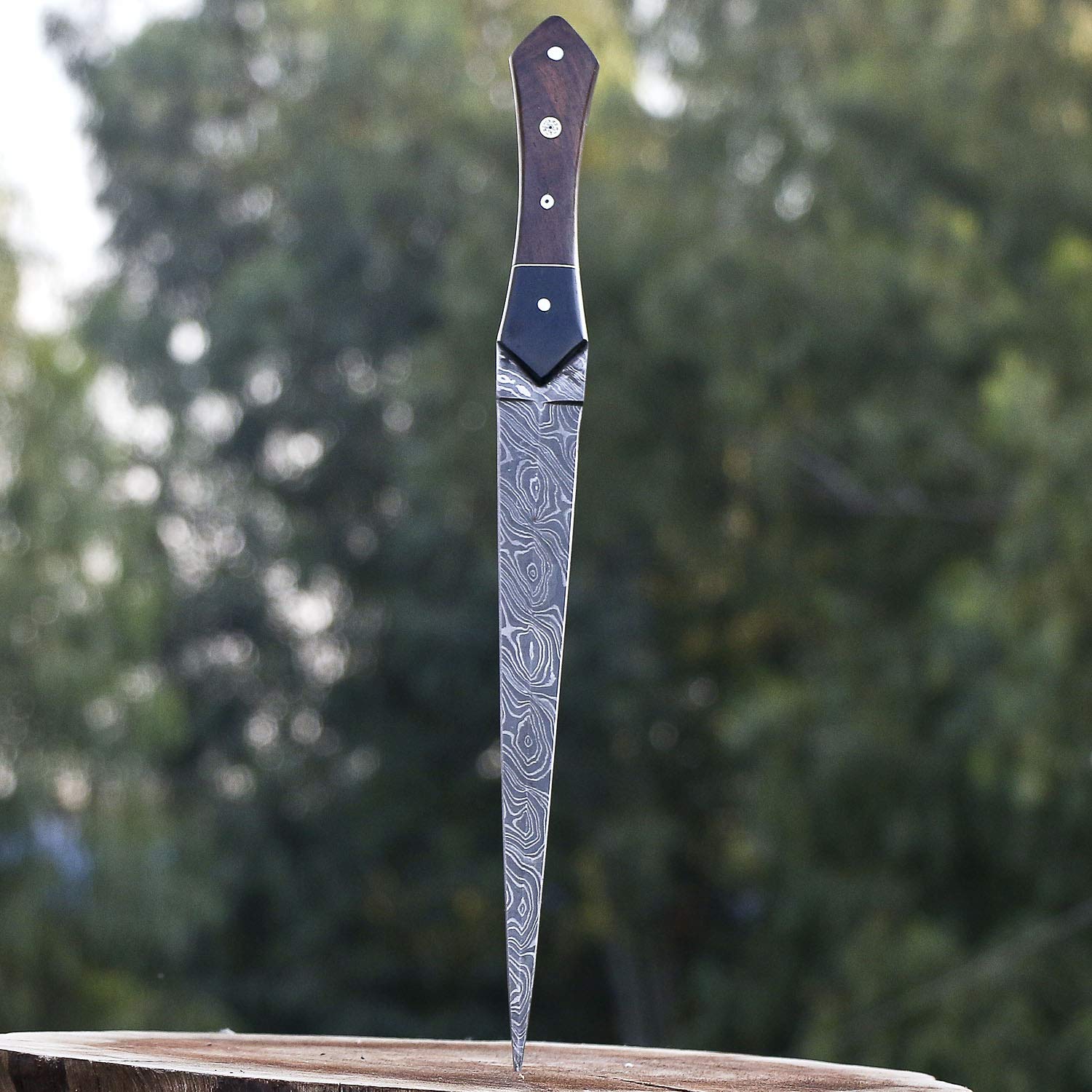 JNR Traders vk2358 Handmade Damascus Steel Hunting Knife 17.00 Inches Long Comes with Leather Sheath