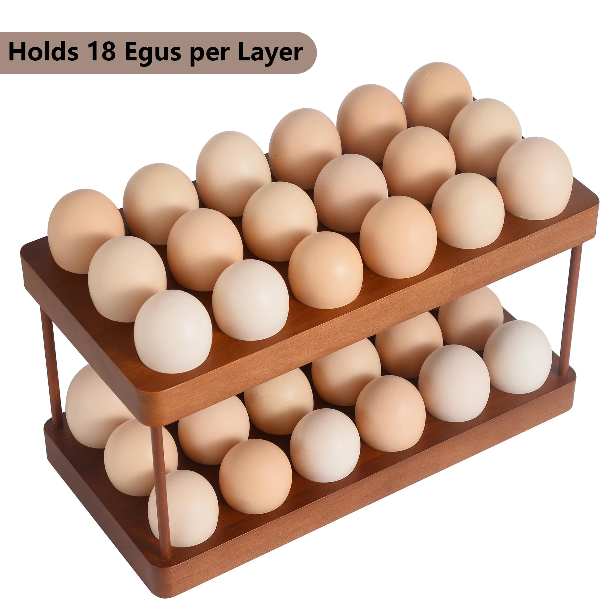 Wooden chicken egg holder for 24 Fresh Eggs, 2-Tier fresh egg holder countertop,egg basket countertop,egg holder for counter,,counter top egg holder for fresh eggs.