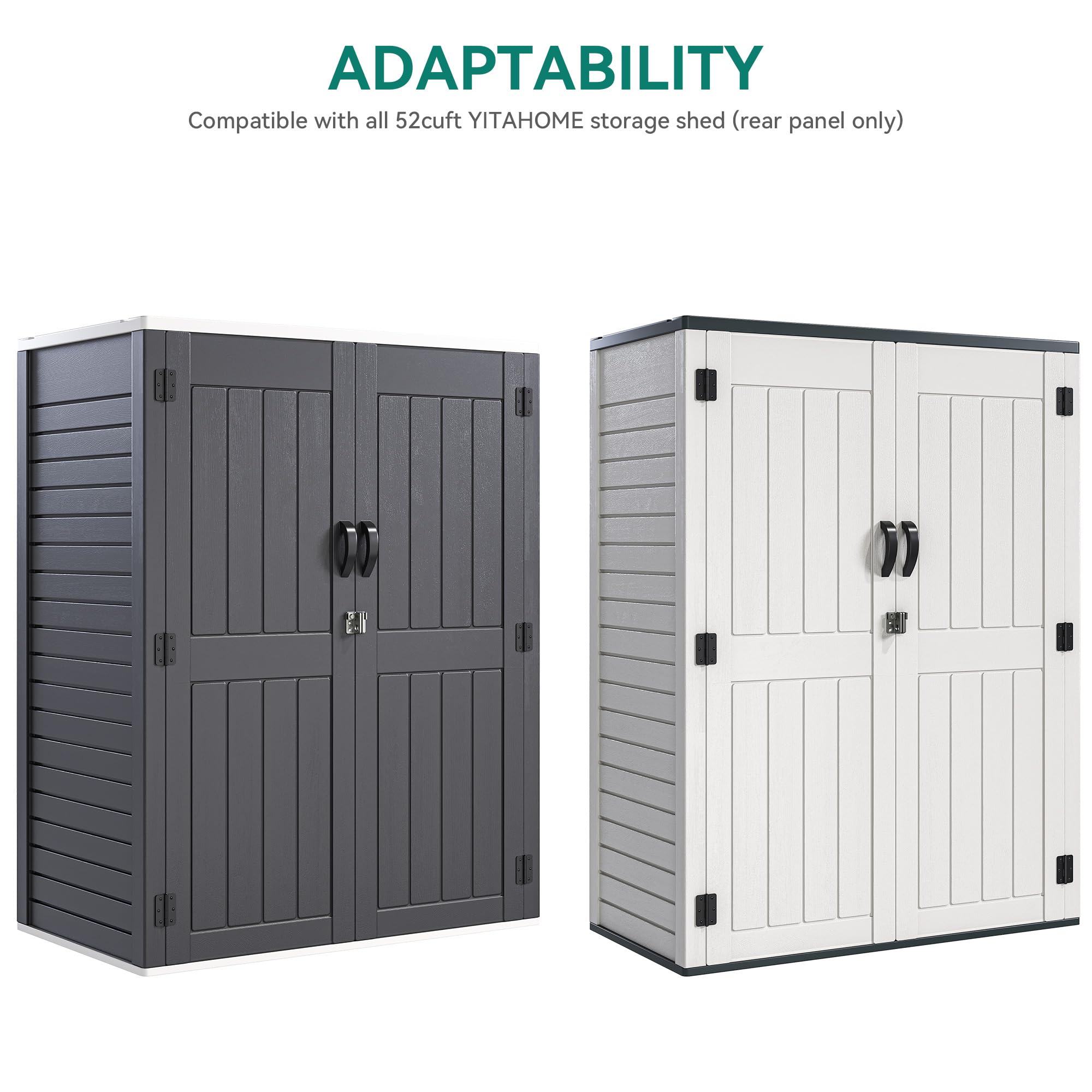 YITAHOME Metal Storage Shed Shelves for 59 cuft Vertical Outdoor Storage Shed,2PCS Space-Saving Waterproof Shelf with 8 Screws for Outdoor Storage Sheds, 51 inx13.8 in, Easy Assembly, 22 lbs, Black