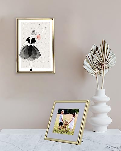 YiPinYin 4x4'' Sqaure Gold Metal Picture Frame With Mat for 3x 3'' Set of 2, Narrow Plated Metal Photo Frames 3x3'' With Soft Touch Velvet Backing for Desktop