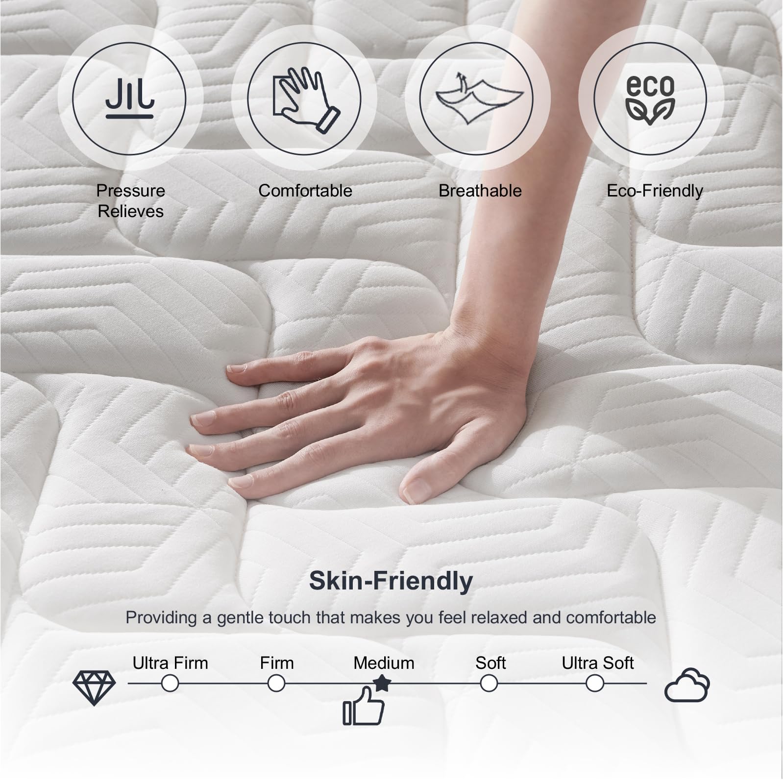 VPSIO 10 Inch Hybrid Mattress Queen - Medium Firm Queen Mattress in a Box - Memory Foam Relieves Pressure - Individual Pocket Springs Provide Precise Support - Queen Bed Mattress for Couples