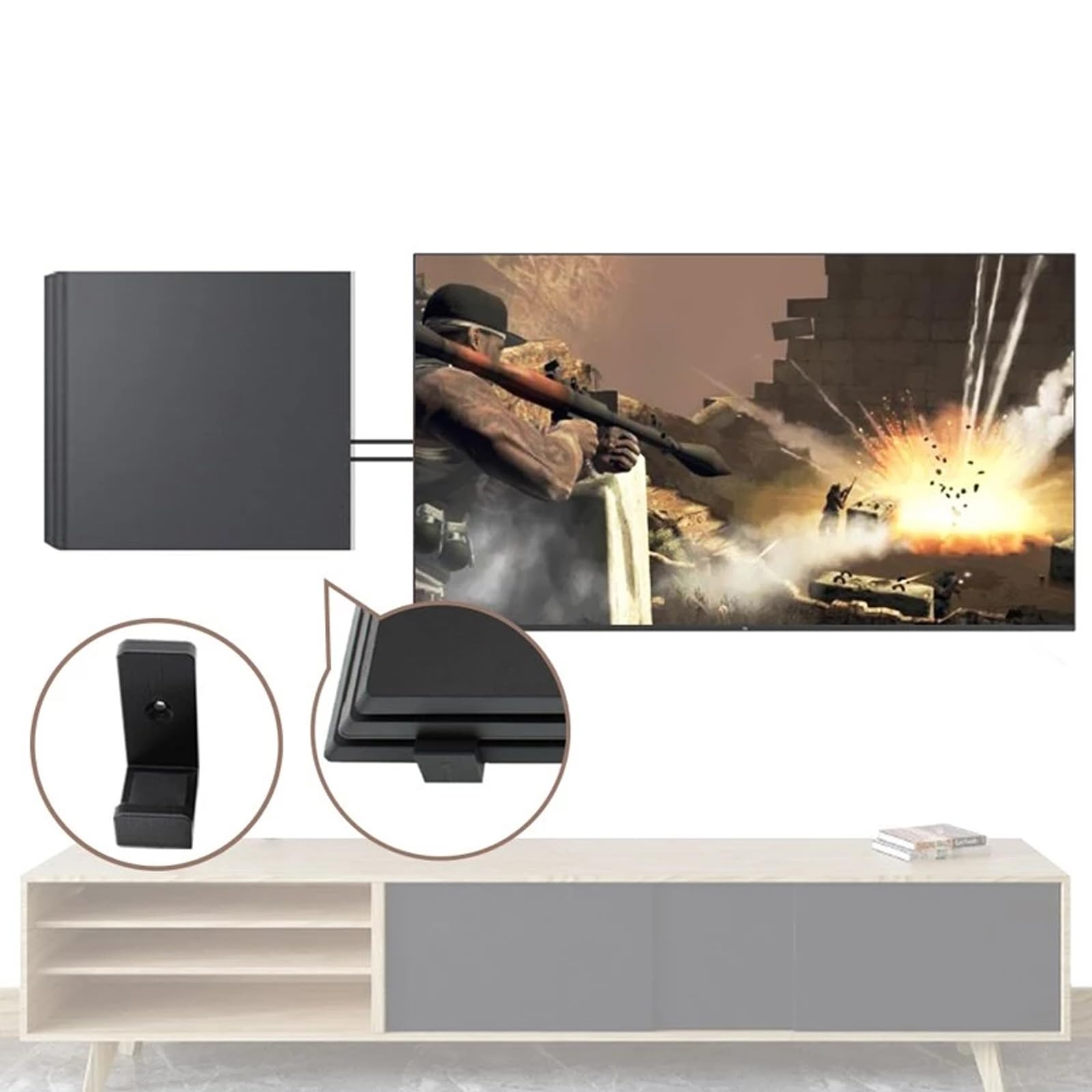 Onyehn Wall Mount Holder(Carbon Fiber) on Wall Space for Cooling for PS4 Console with Screws Mount Behind TV for PS4 Accessories (PS4)