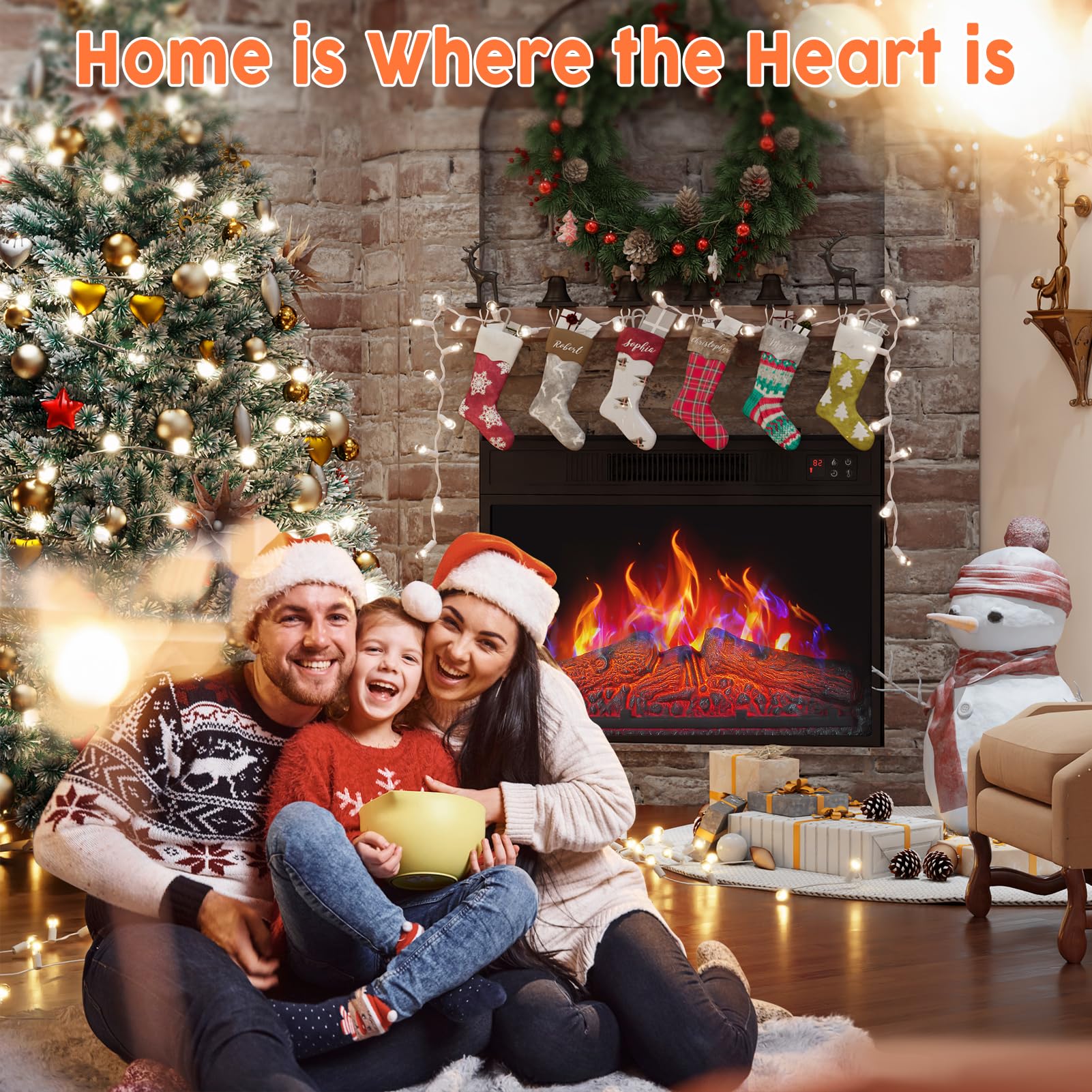 LALAHOO 23” Electric Fireplace Inserts,Recessed or Freestanding Electric Fireplace Heater with 6 Flame Colors,Wall Mounted Fireplace Heaters for Indoor Use,Remote Control & 6H Timer,Black