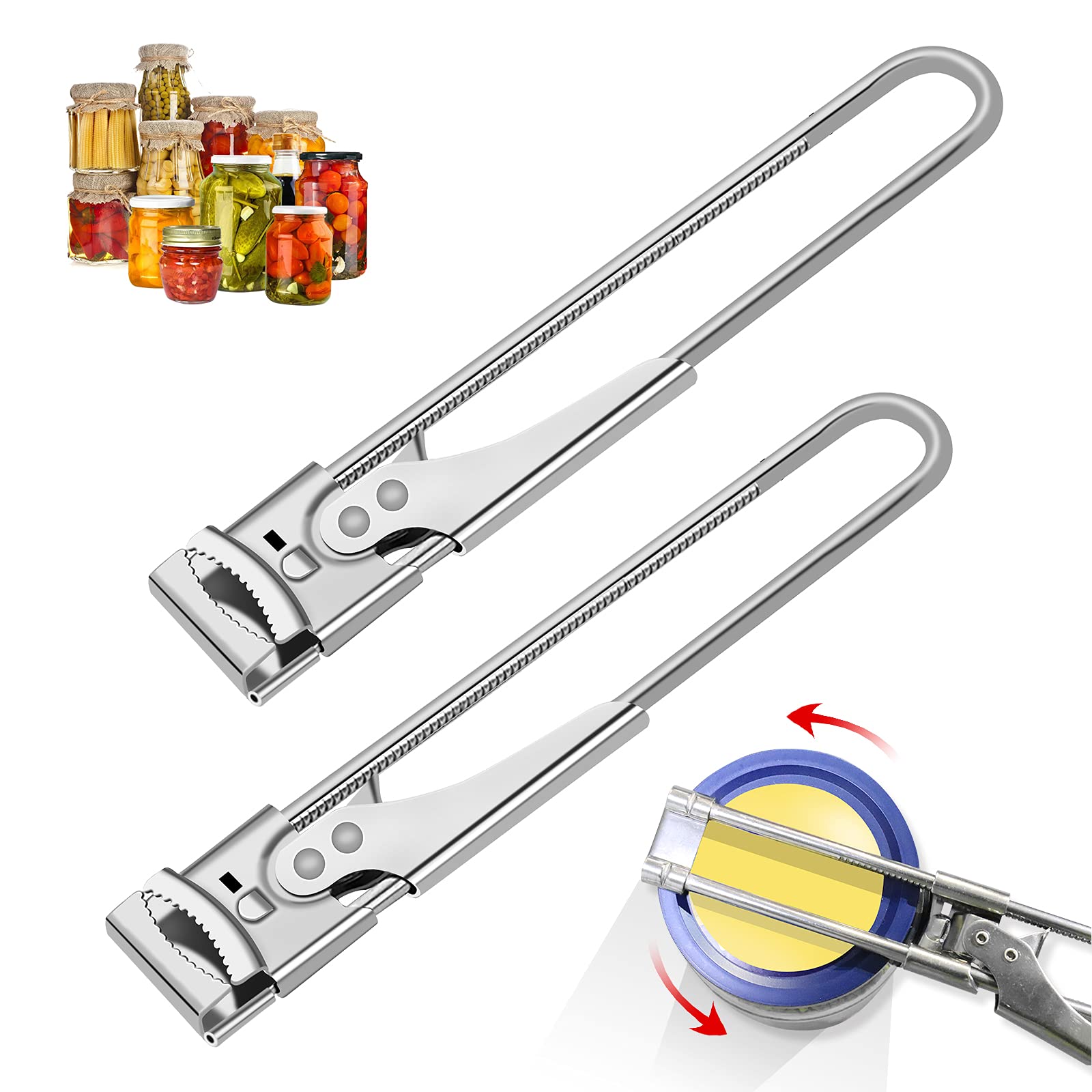 McGre Master Opener Adjustable &Bottle Opener,Adjustable Multifunctional Side Cut Opener Manual Jar Kitchen Gadgets Stainless Steel SB-002