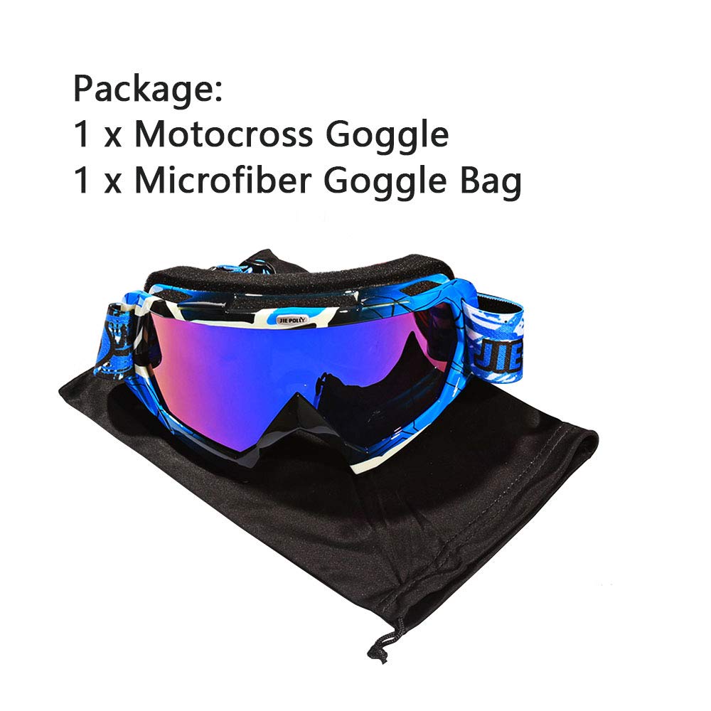 JIEPOLLY Motocross Goggles, Anti-Scratch Lenses, Bicycle Snowboard Climbing Teens (L04)
