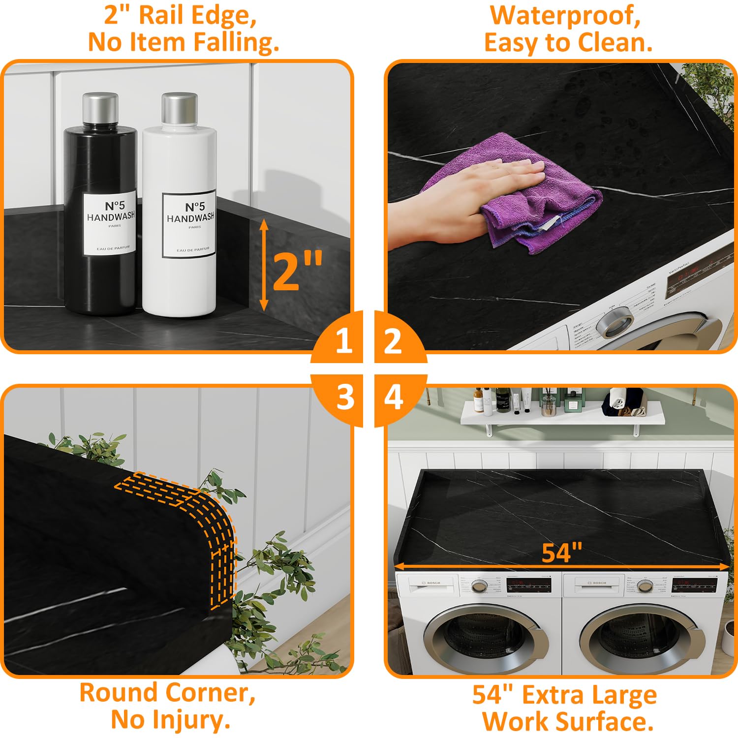 vomavex Washer Dryer Countertop, 54" Width * 27.4” Depth Washer and Dryer Covers for The Top for Laundry Room Organization, Washer and Dryer Countertop Shelves, Greige