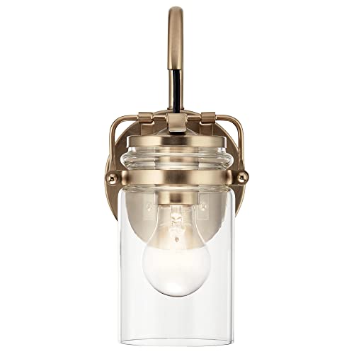 Kichler Brinley 24" Vanity Light in Brushed Nickel, 3-Light Farmhouse Bathroom Vanity Light with Clear Glass, (24" W x 10" H), 45689NI