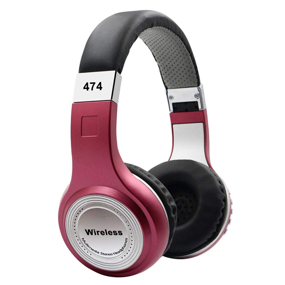 In-ear Bluetooth headset, Hi-Fi stereo wireless headset, foldable, soft storage protein earmuffs, with built-in microphone wired mode, suitable for online courses, home office, PC/mobile/TV - Pink