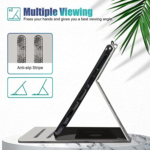 Kindle Fire HD 10 & HD 10 Plus Case(11th Generation,2021 Model Release),Auto Sleep/Wake Multi-Angle Stand Folio Cover for Amazon Tablet with Pocket/Card Slots,Grey