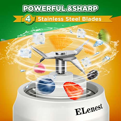 Portable Blender, Personal Blender for Shakes and Smoothies, Blender shake Smoothie for Kitchen Personal Size Blenders with Rechargeable USB, 380Ml Traveling Fruit Veggie Juicer Cup With 4 Blades