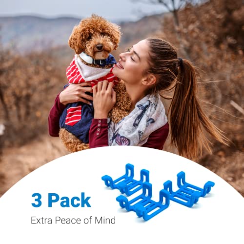 Tractive GPS Dog Tracker Rubber Attachment Clips (Pack of 3), Blue, 2.8 cm