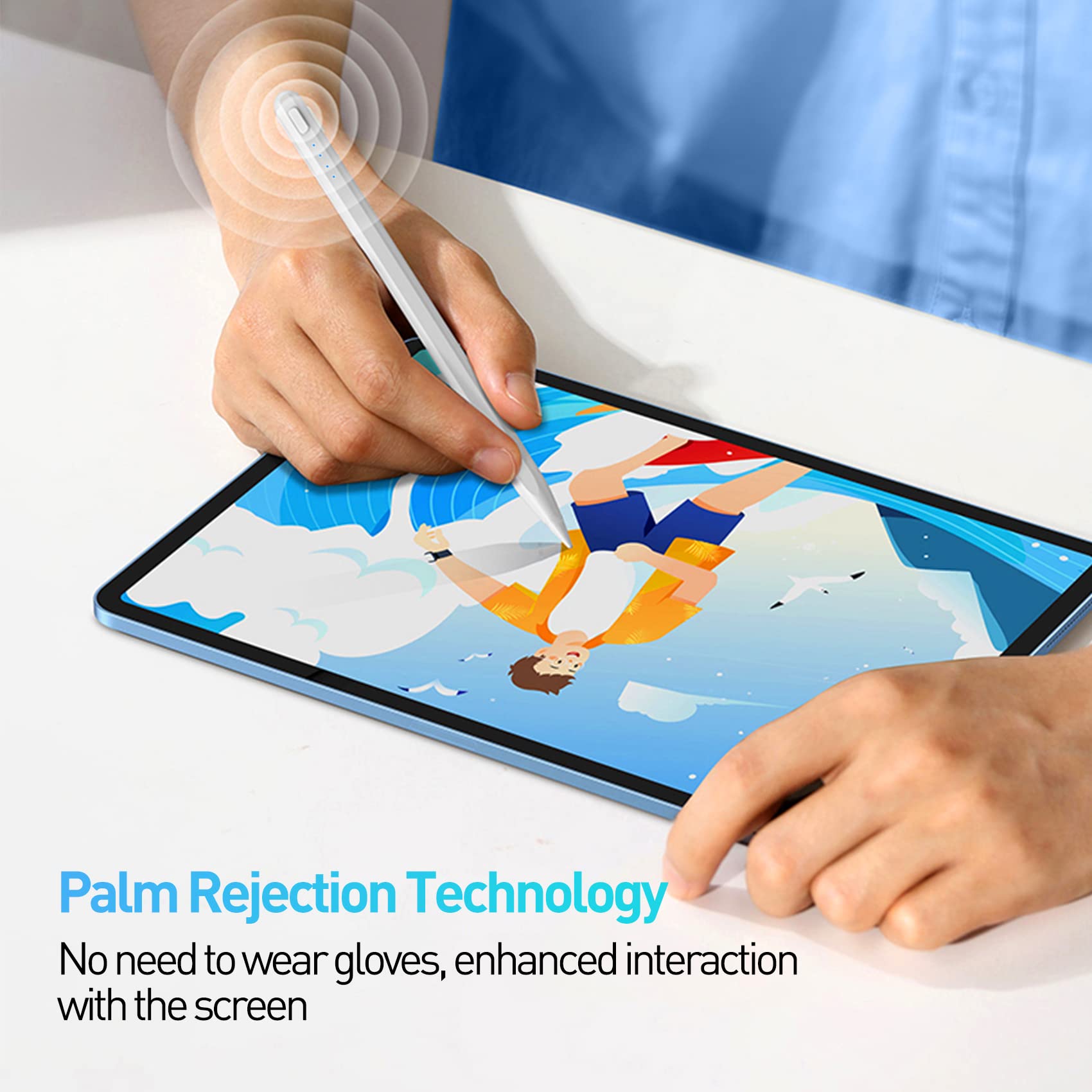 Stylus Pen for iPad(2018-2022) with Palm Rejection & Fast Charging, Digital Pencil Compatible with Apple iPad 10/9/8/7/6, iPad Mini 6/5, iPad Air 5/4/3, iPad Pro (11/12.9 Inch) Gen-Silver