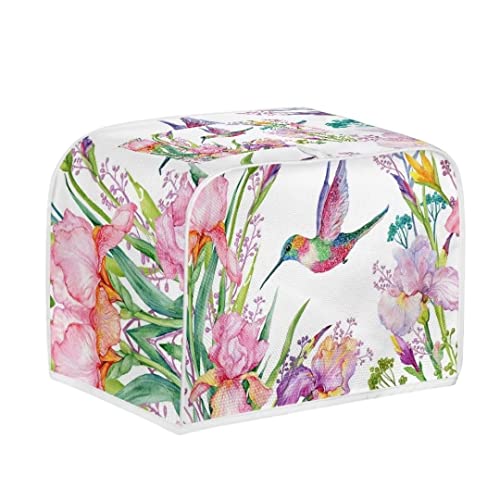 Yiekeluo Pink Floral Hummingbird Toaster Cover 2 Slice Bread Toaster Oven Dustproof Cover for Kitchen/Keep Toaster Free From Dust and Fingerprint