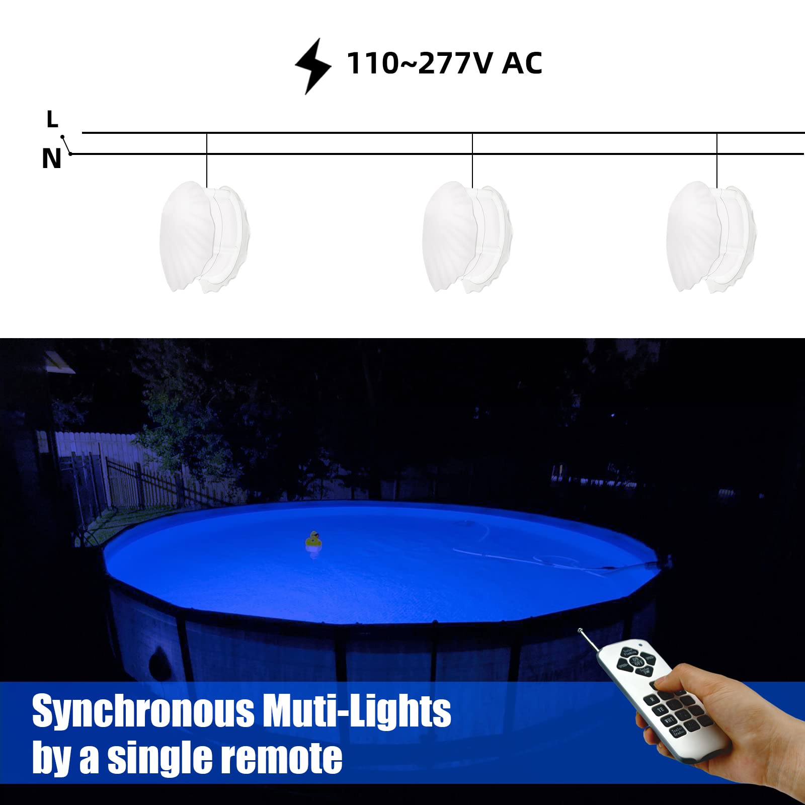 SEURON Magnetic Pool Wall Light, 1400 Lumens Color Changing Underwater Lighting with Remote Control, IP68 Waterproof, Magnetic Pool Light for Intex Above Ground Pools