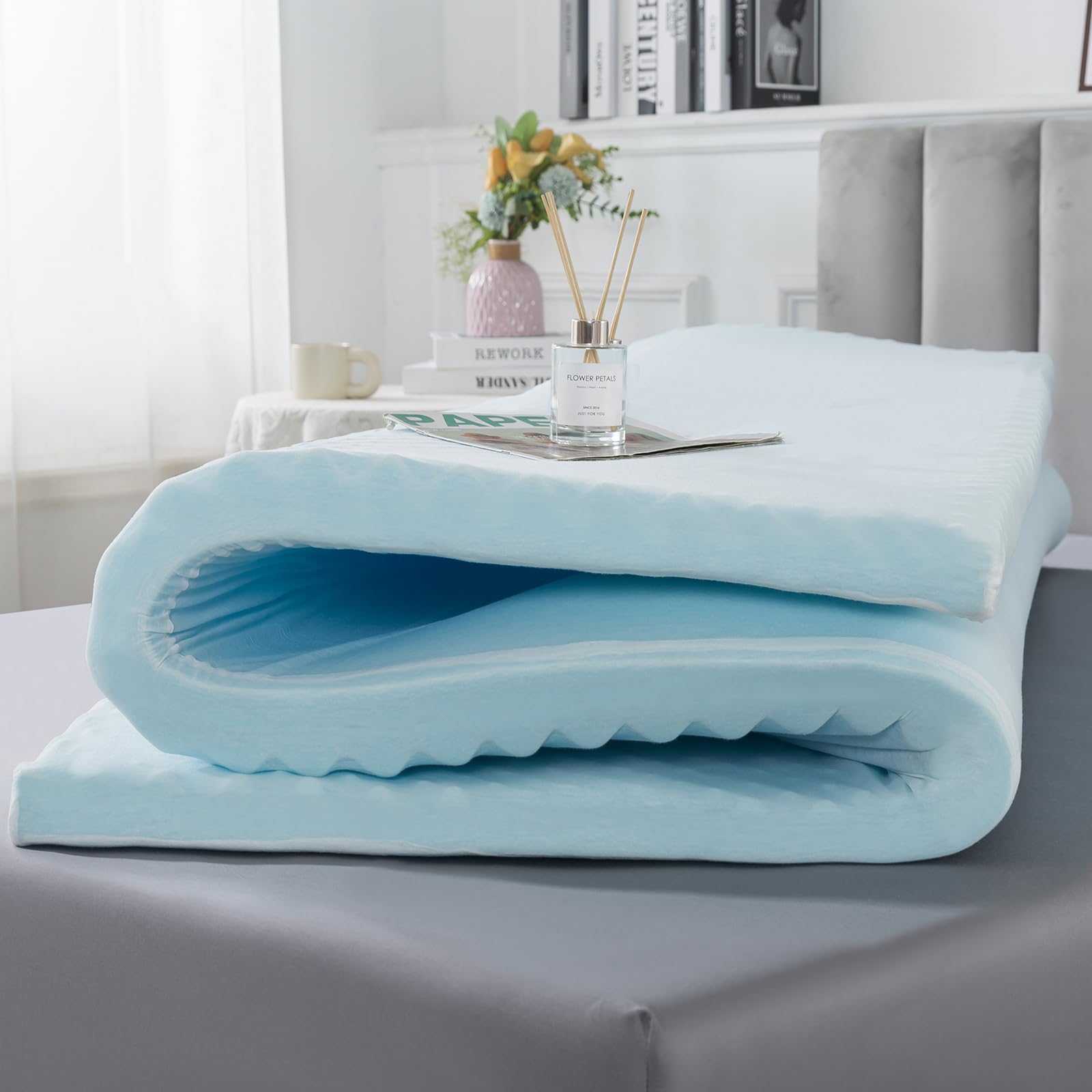 WhatsBedding 2 Inch Memory Foam Mattress Topper Queen Size, Soft Egg Crate Mattress Topper with Breathable Cover for Back Pain Relief, CertiPUR-US Certified